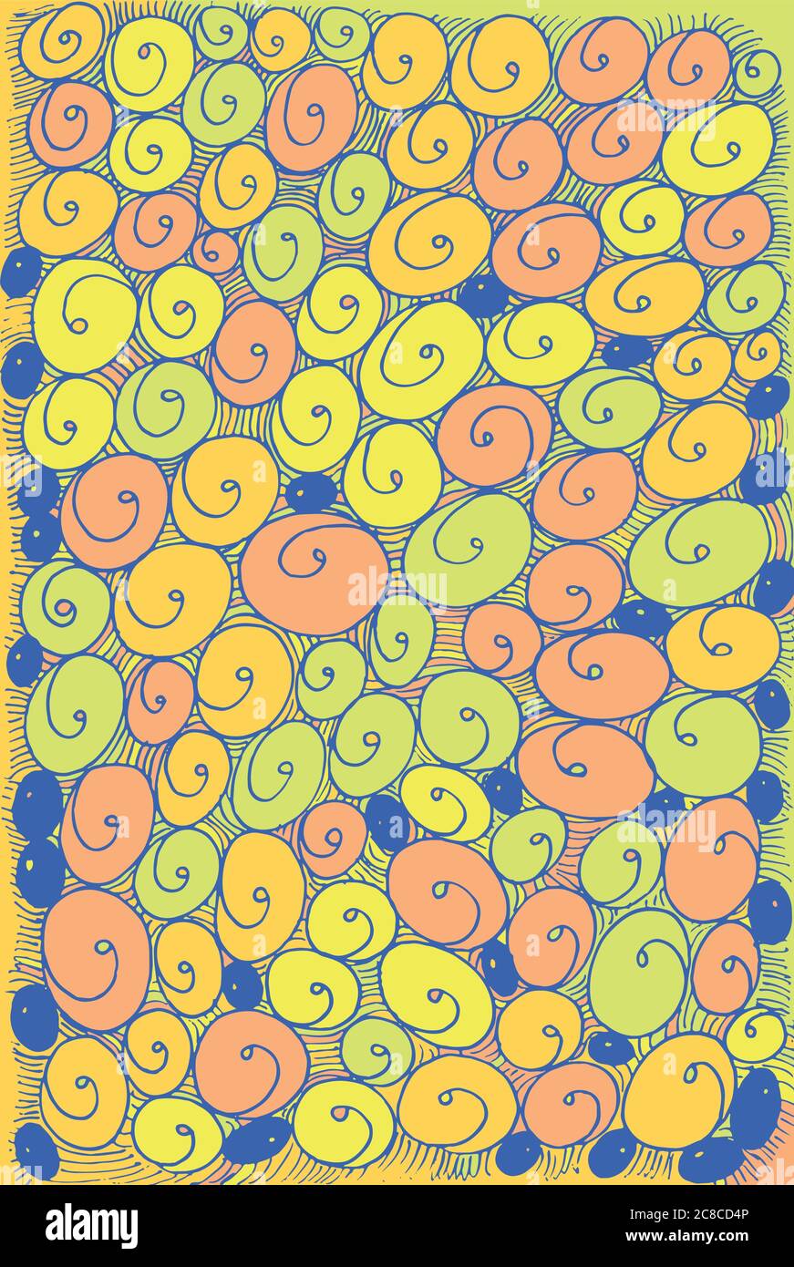 Doodle shell background. Psychedelic surreal colorful art. Vecto Stock ...