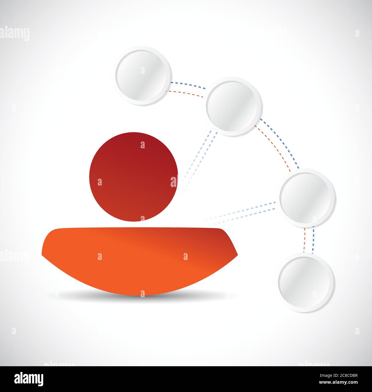 Avatar icon and connection link diagram over a white background Stock ...