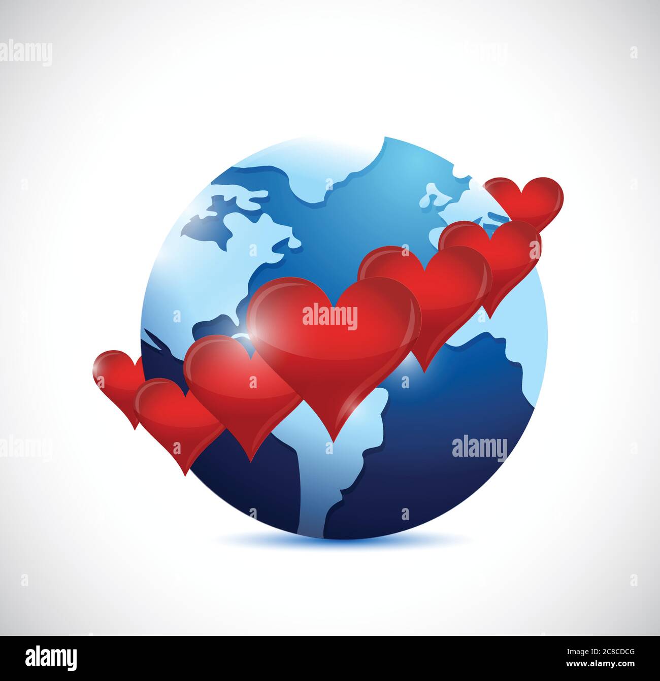Hearts around world Stock Vector Images - Alamy