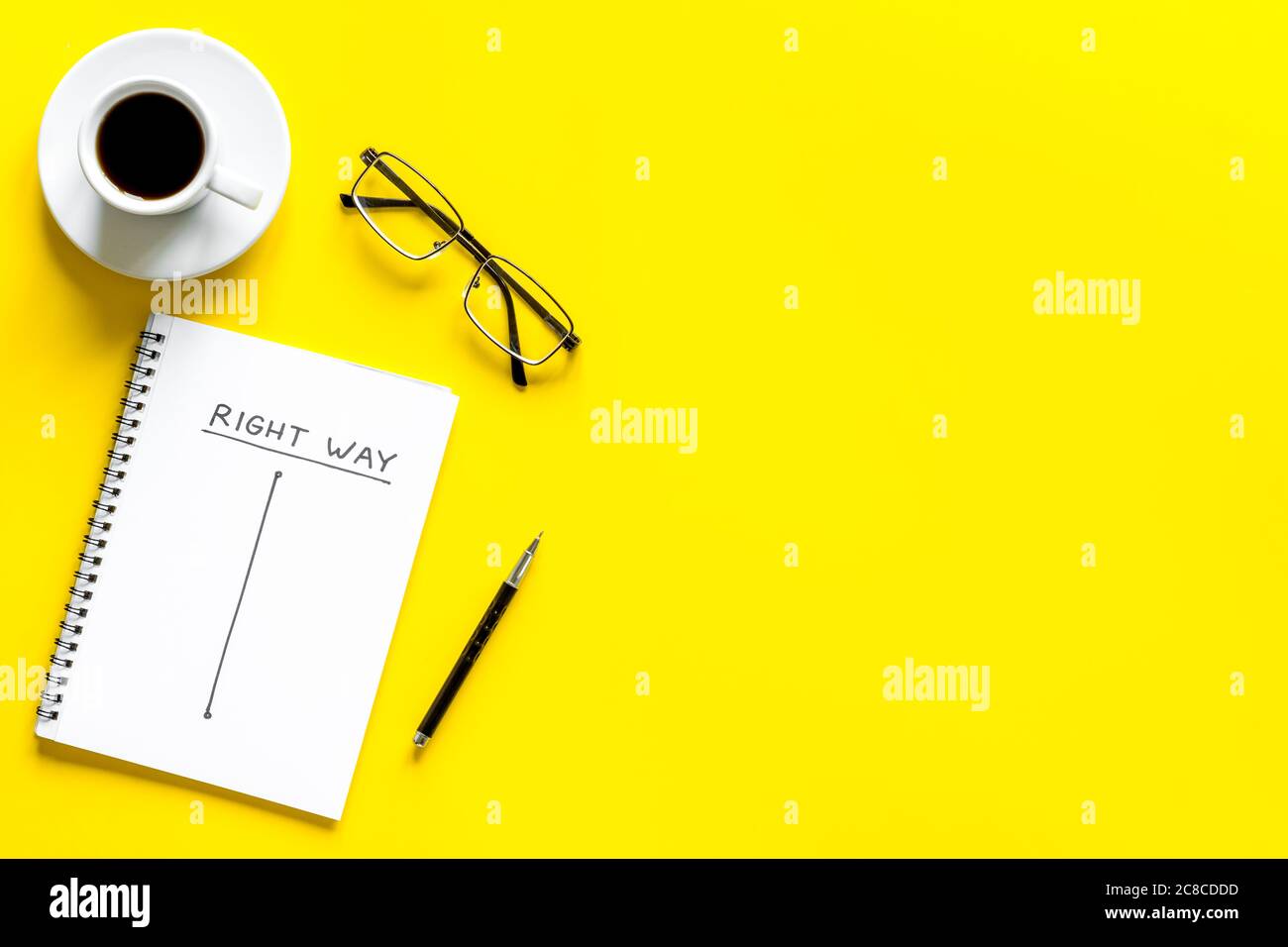 Right way illustration. Straight line in notebook copy space Stock ...