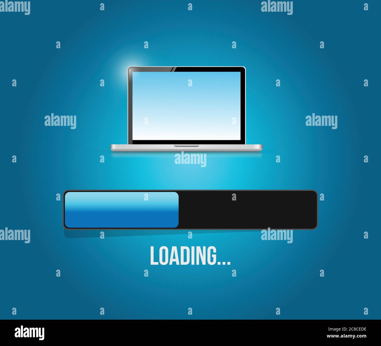 Loading computer updates illustration design over a blue background ...