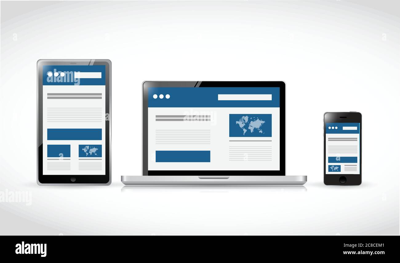 Web responsive electronics. web design illustration design over a white ...