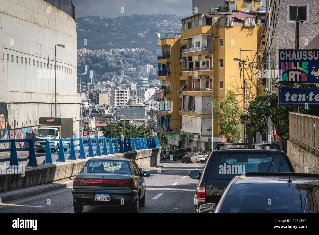Charles Malek Avenue in Achrafieh quarter of Beirut, Lebanon Stock ...