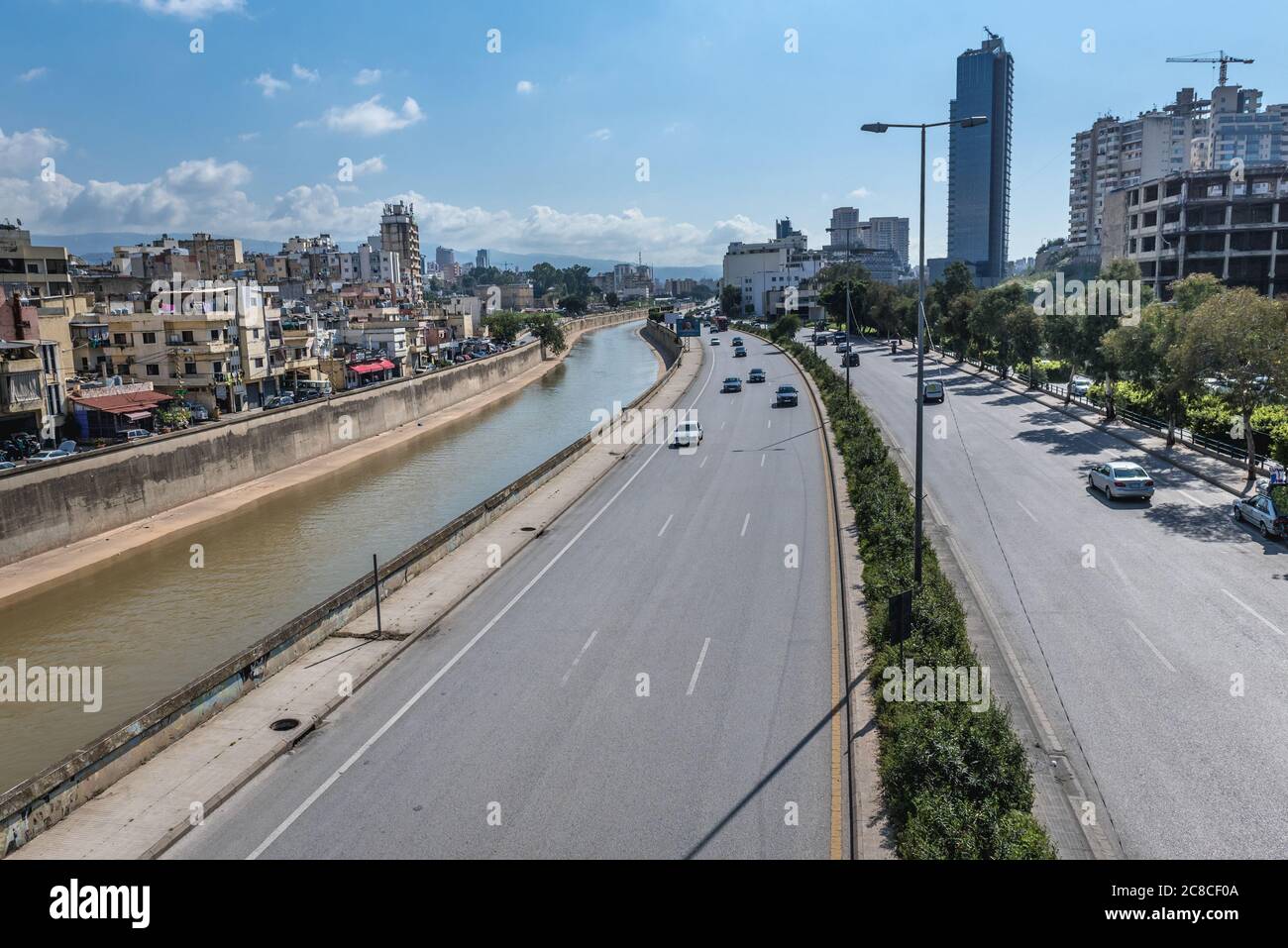 View from Yerevan bridge over Beirut River between Beirut and Sin el ...
