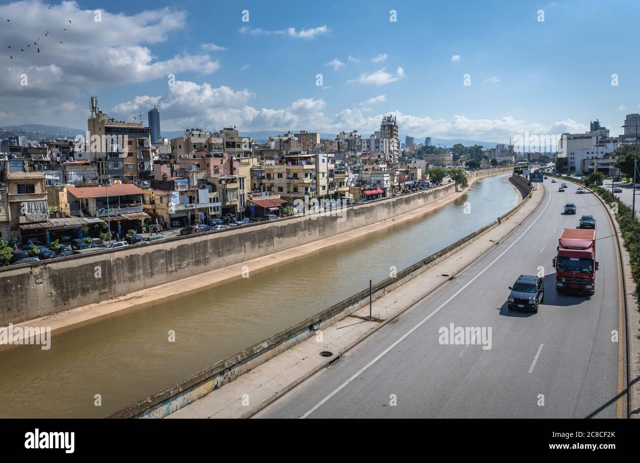 Beirut River seen from Yerevan bridge between Beirut city and Sin el ...