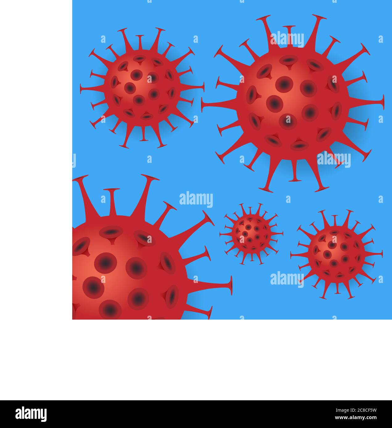 red covid-19 coronavirus symbols isolated on blue background vector ...