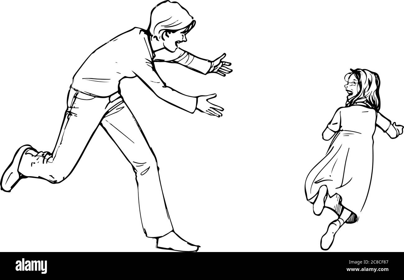 mother and daughter playing chase Stock Vector Image & Art - Alamy