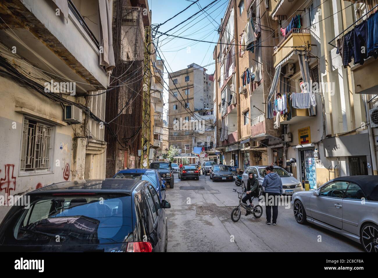 Street in Sin el Fil suburb east of Beirut in Matn District of Mount ...