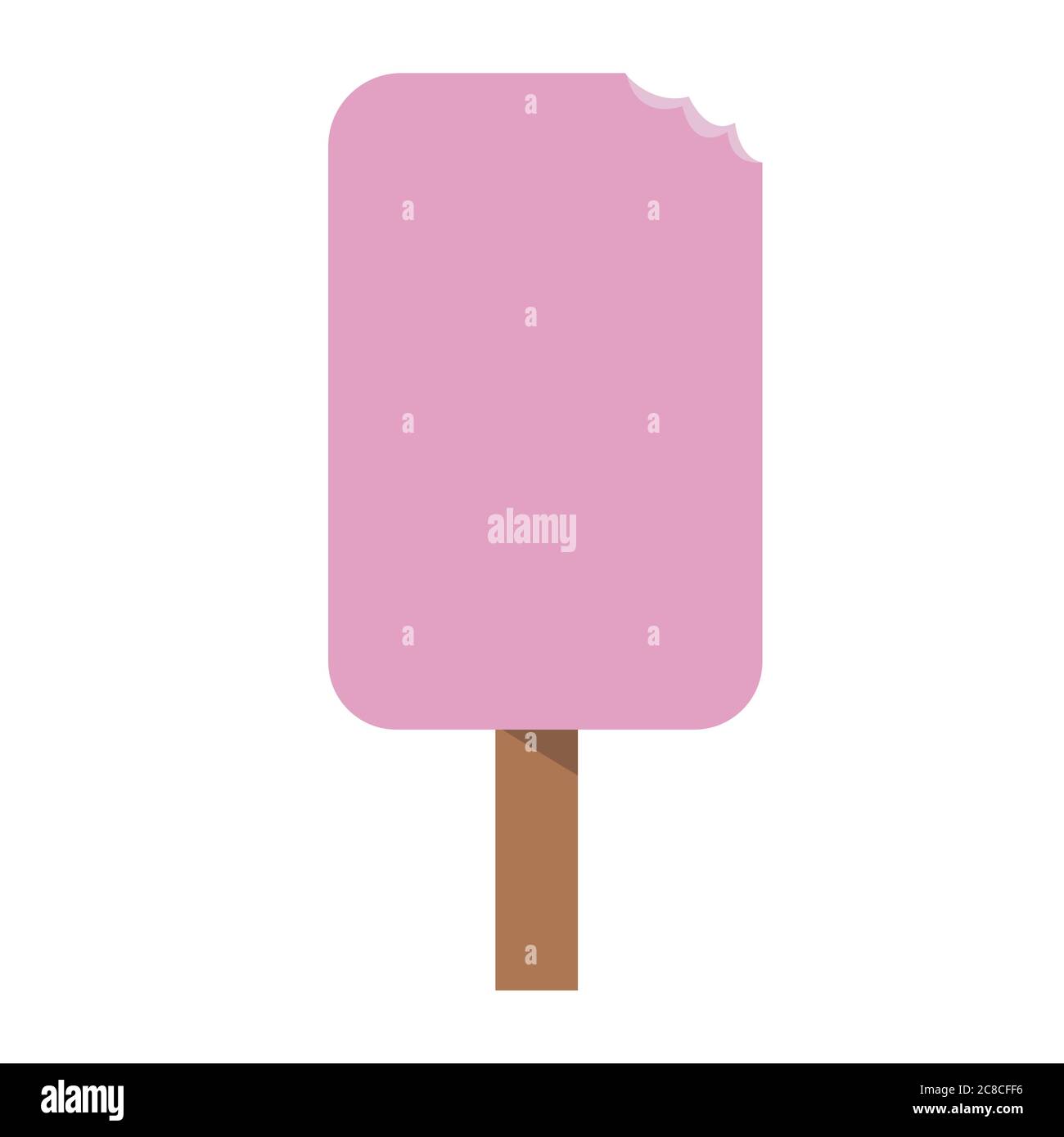 Bitten pink ice cream icon. Pink lolly ice cream vector illustration ...