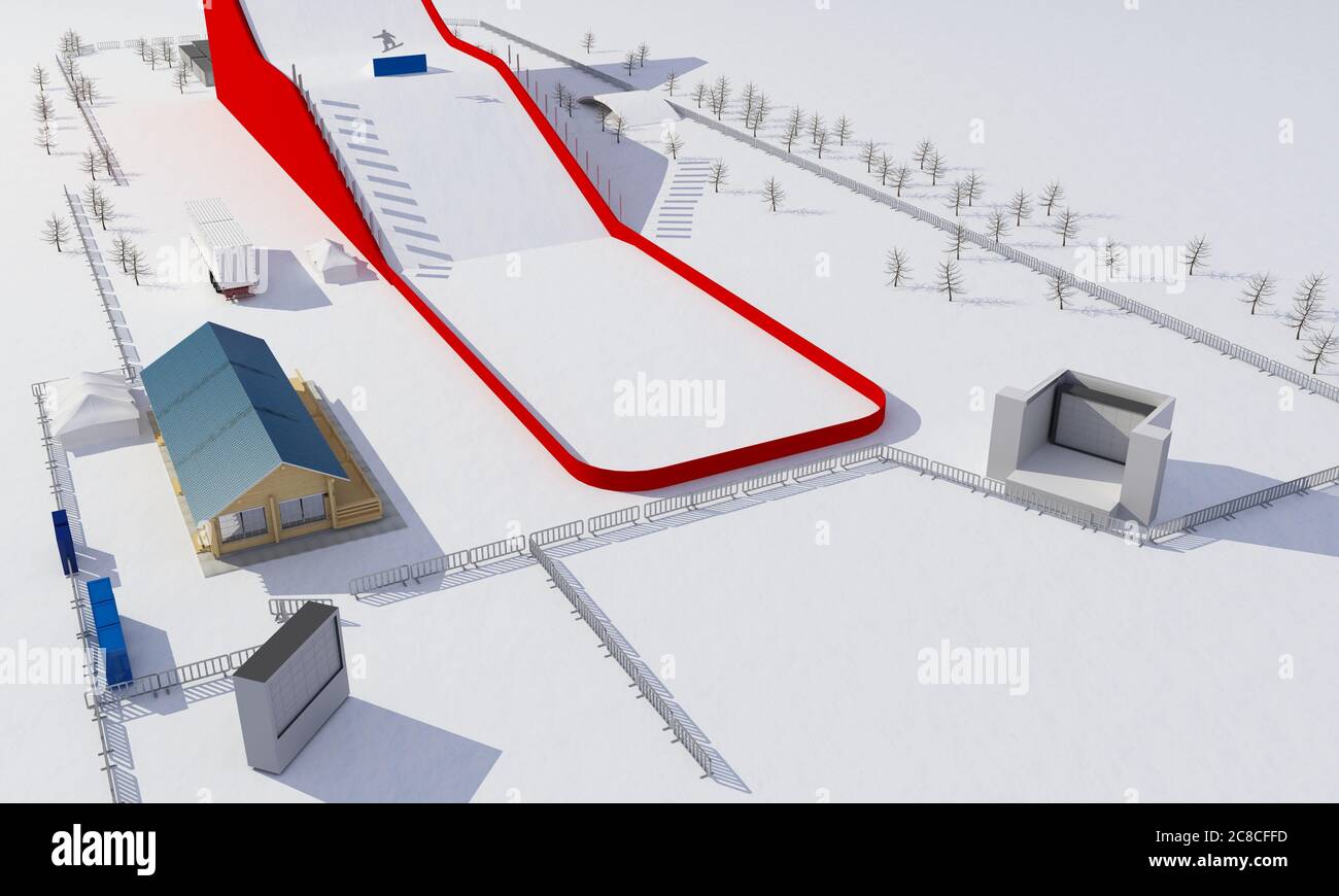 3d illustration of a Snowboard and freestyle Ramp Stock Photo - Alamy