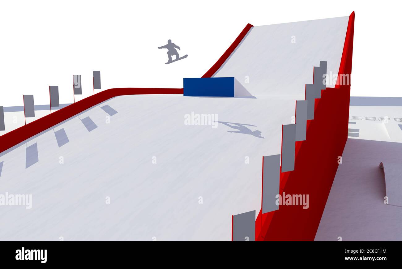 3d illustration of a Snowboard and freestyle Ramp Stock Photo - Alamy