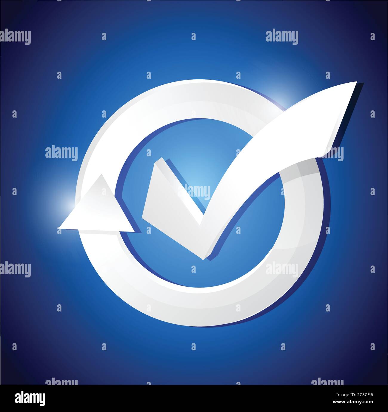 Check mark cycle illustration design over a blue background Stock ...