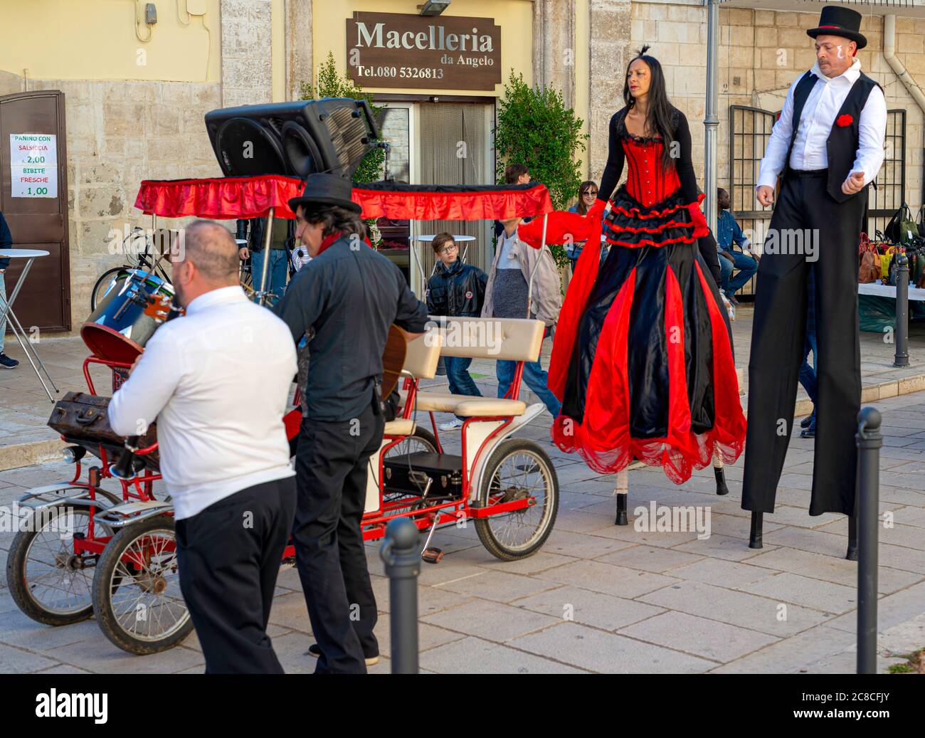 Modugno, Italy - November 17, 2019: street artists circulate through ...