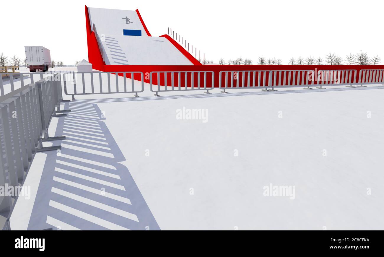 3d illustration of a Snowboard and freestyle Ramp Stock Photo - Alamy