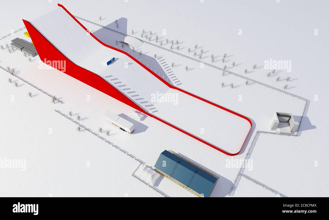 3d illustration of a Snowboard and freestyle Ramp Stock Photo - Alamy