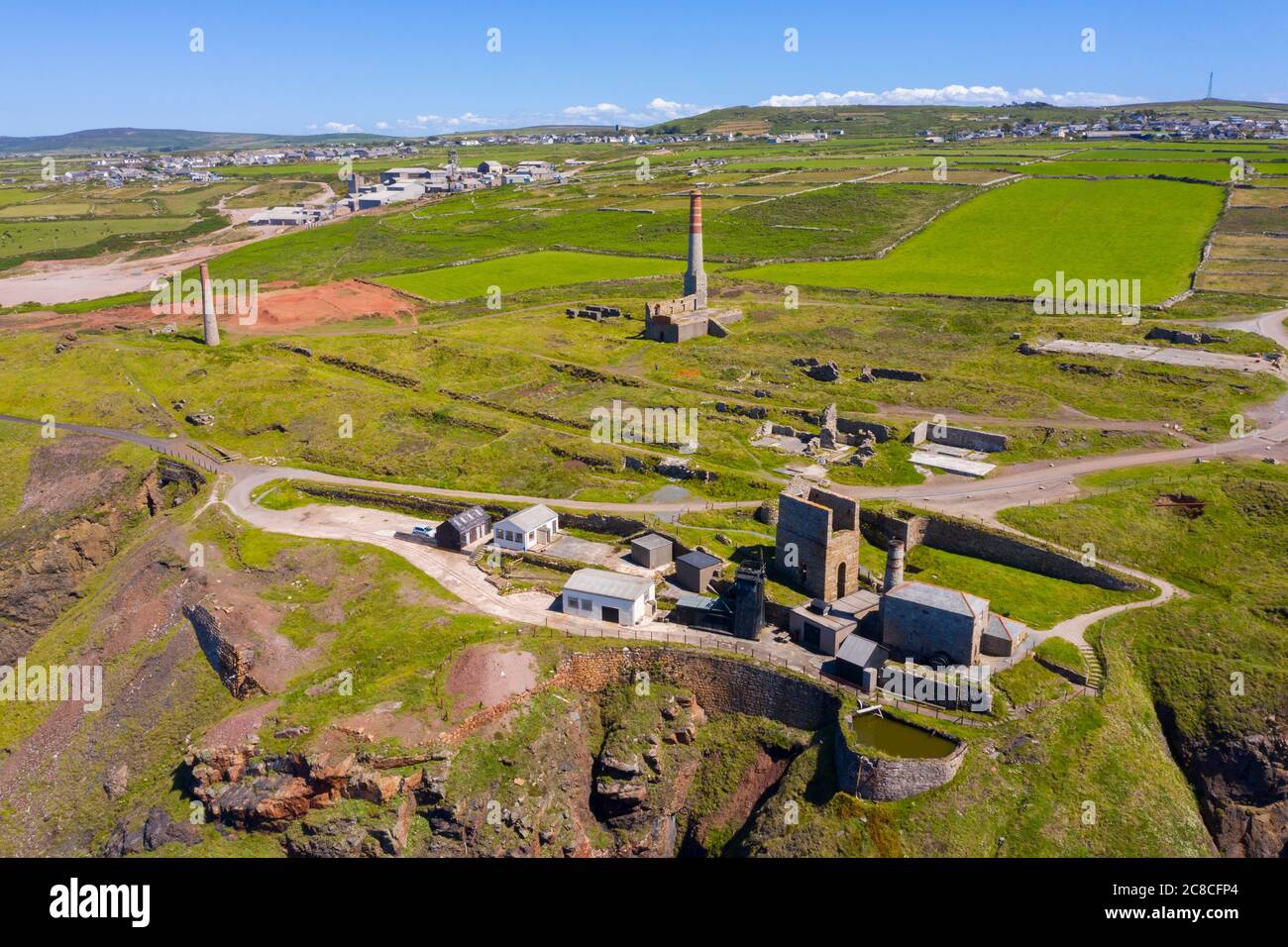 Aerial photograph of Levant Mine, Pendeen, Cornwall, England, United ...