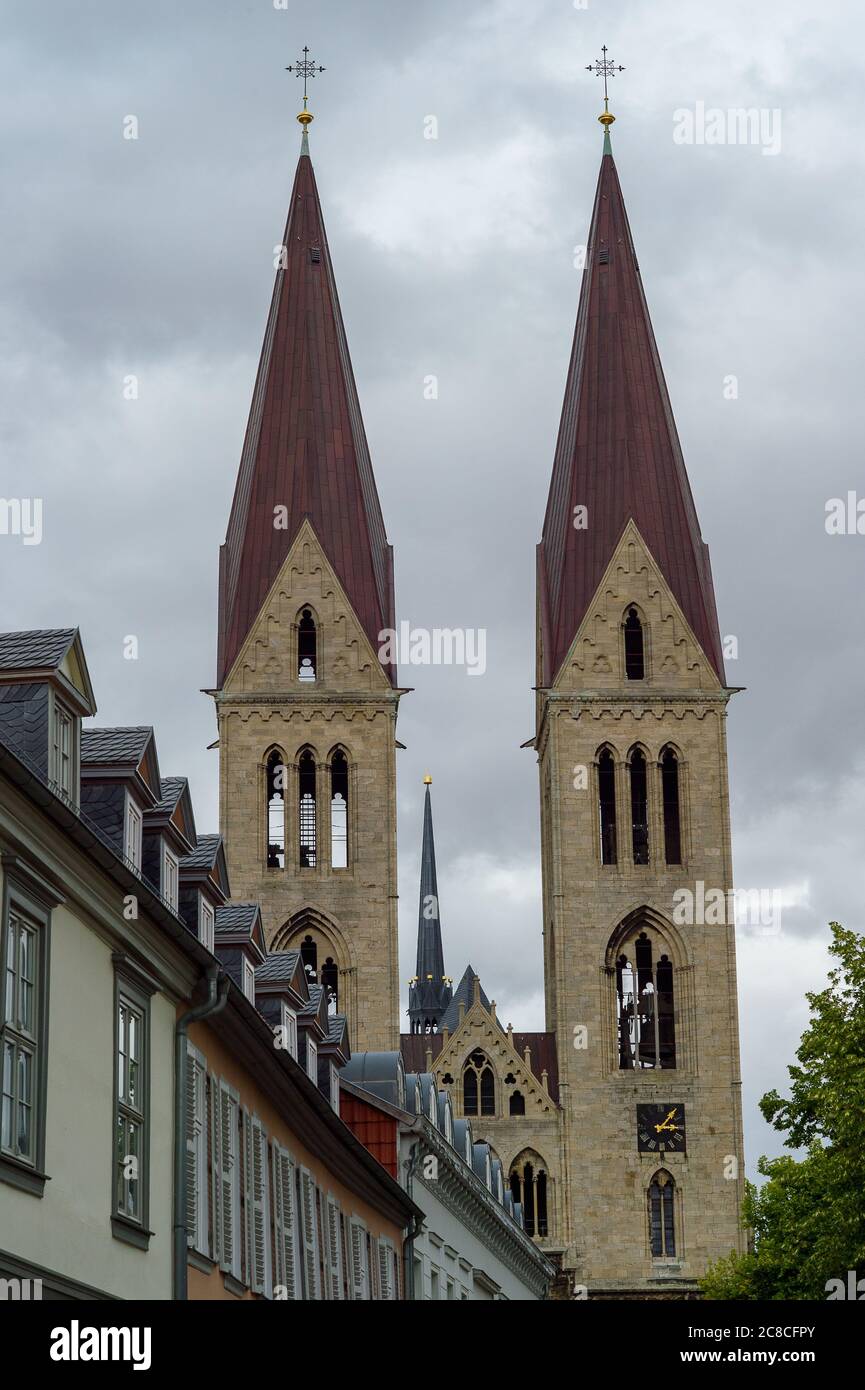 Halberstadt, Germany. 09th July, 2020. The towers of the cathedral. On ...