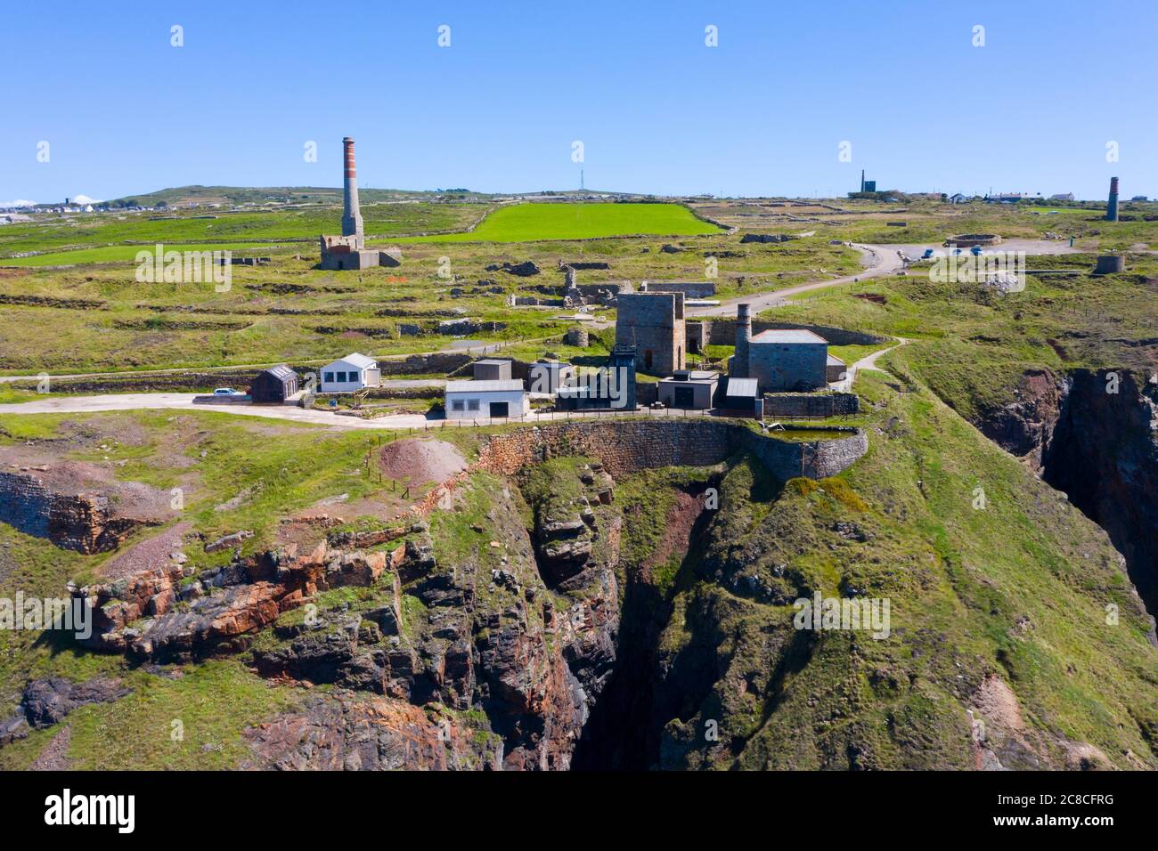 Aerial photograph of Levant Mine, Pendeen, Cornwall, England, United ...