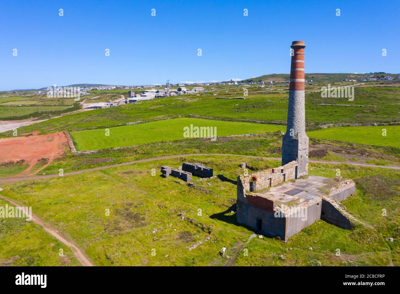 Aerial photograph of Levant Mine, Pendeen, Cornwall, England, United ...