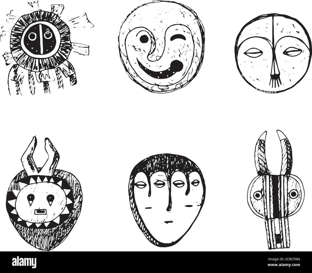 African Masks Drawings