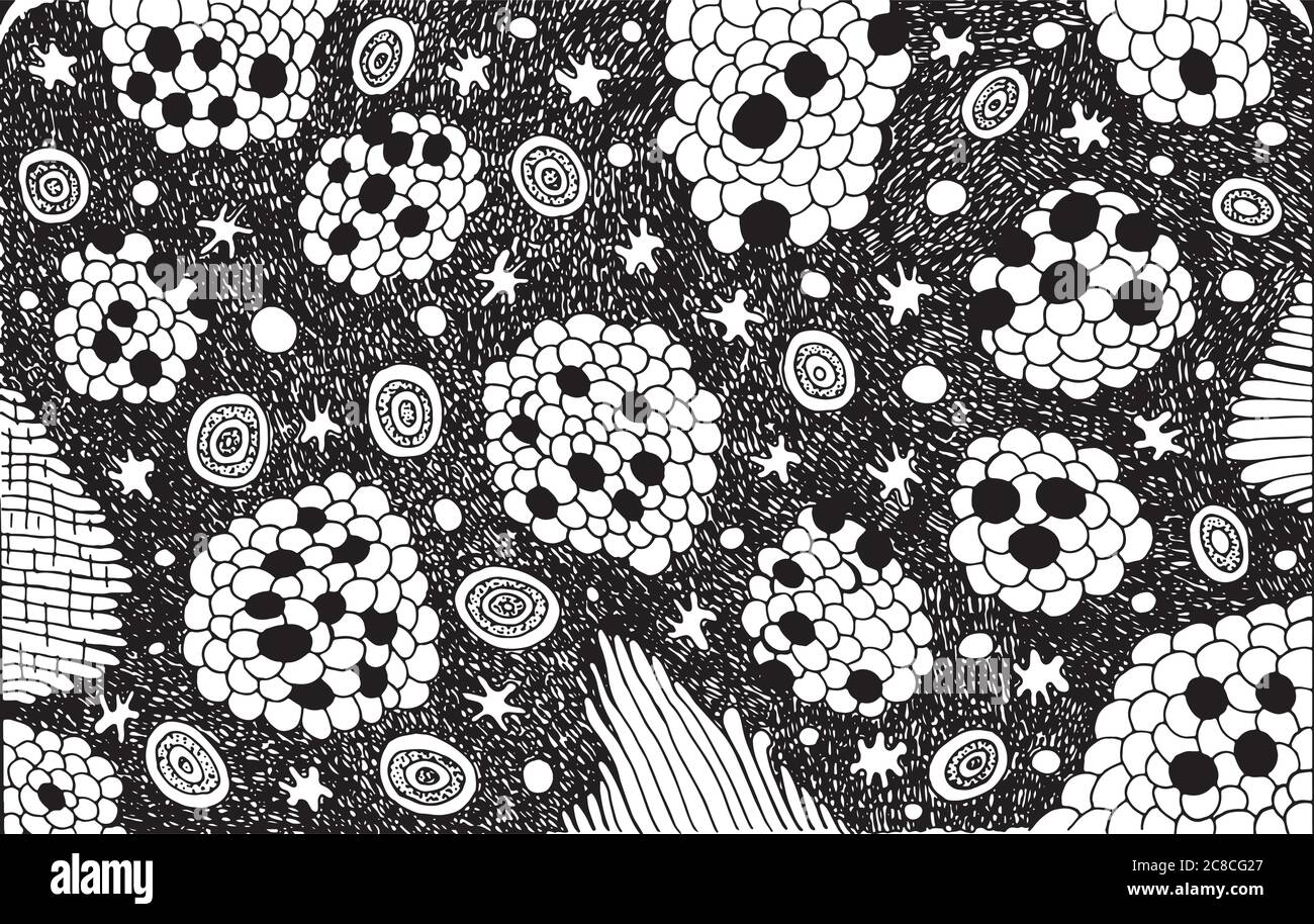 Psychedelic surreal fantastic abstract doodle pattern. Coloring Stock ...