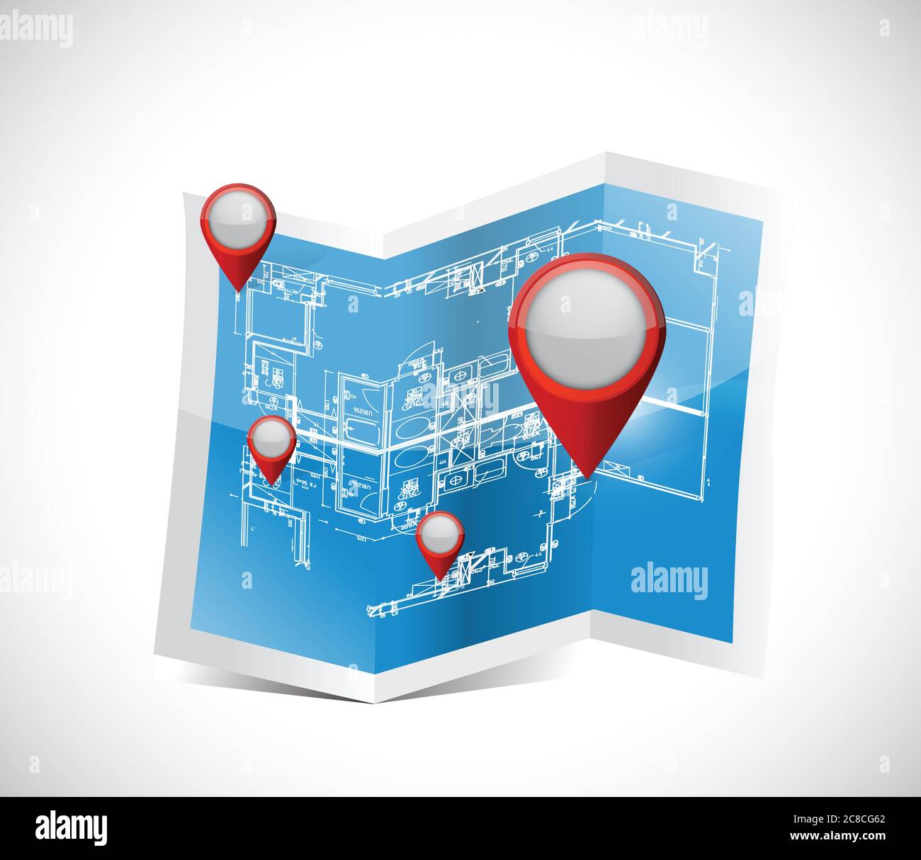 Locator pointers blueprint illustration design over a white background ...