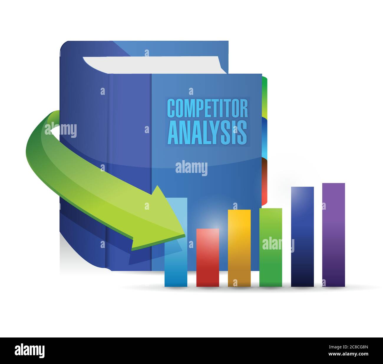Competitor analysis book illustration design over a white background ...