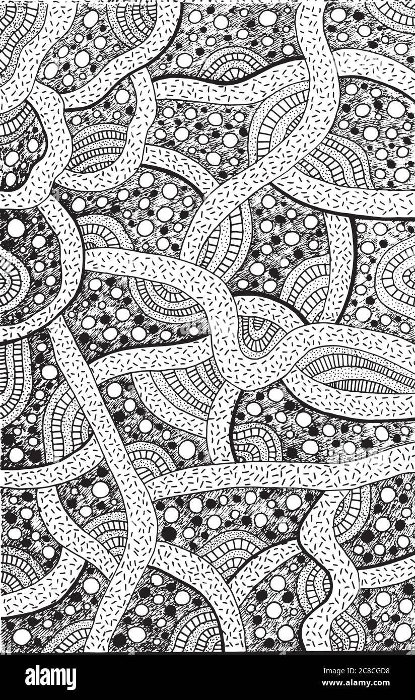 Psychedelic surreal fantastic abstract doodle pattern. Coloring Stock ...