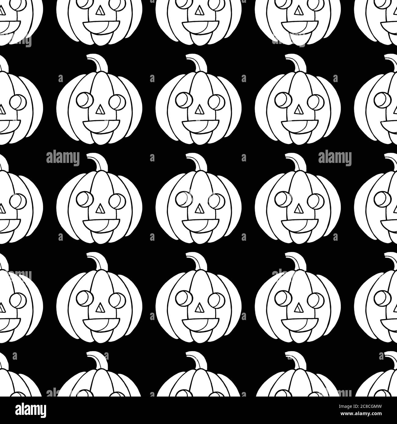 Halloween seamless pattern with pumpkin. Scary coloring page for Stock ...