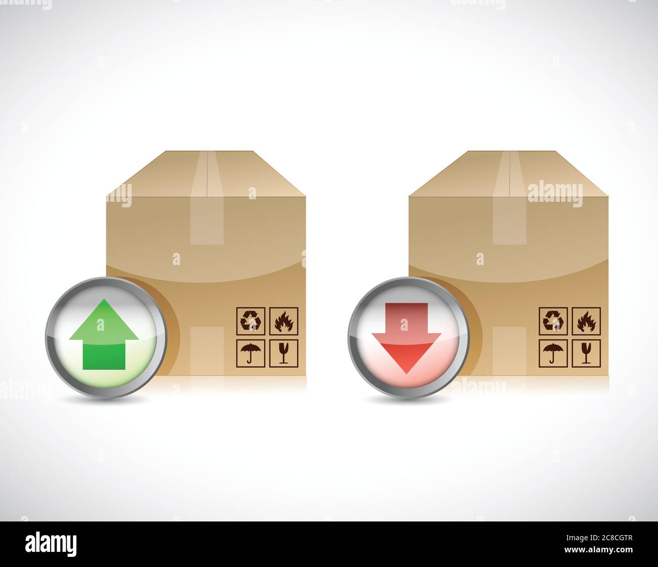 Shipping boxes. sending or receiving illustration design over white ...