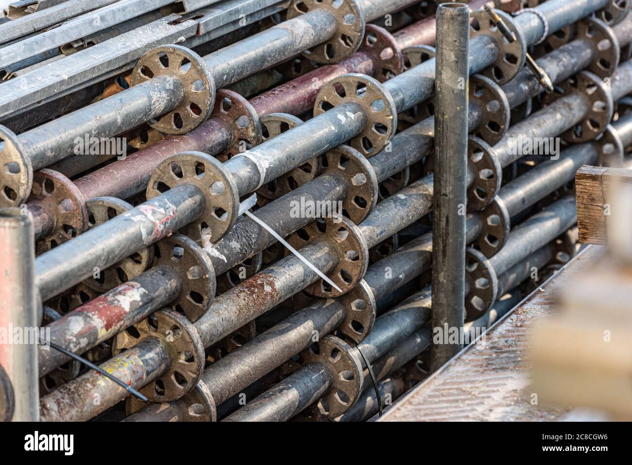 Steel scaffolding tubes ready for transport Stock Photo - Alamy