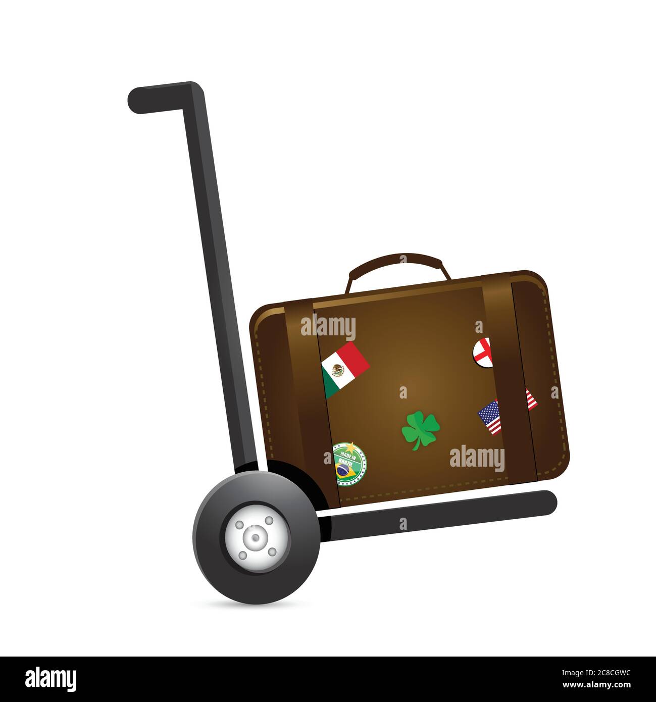 Luggage and handtruck dolly illustration design over a white background ...