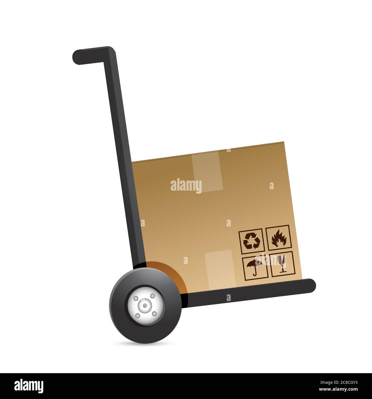 Cardboard box on a dolly. illustration design over a white background ...