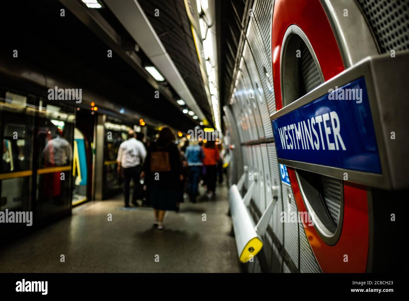 View of Westminster tube station Stock Photo - Alamy