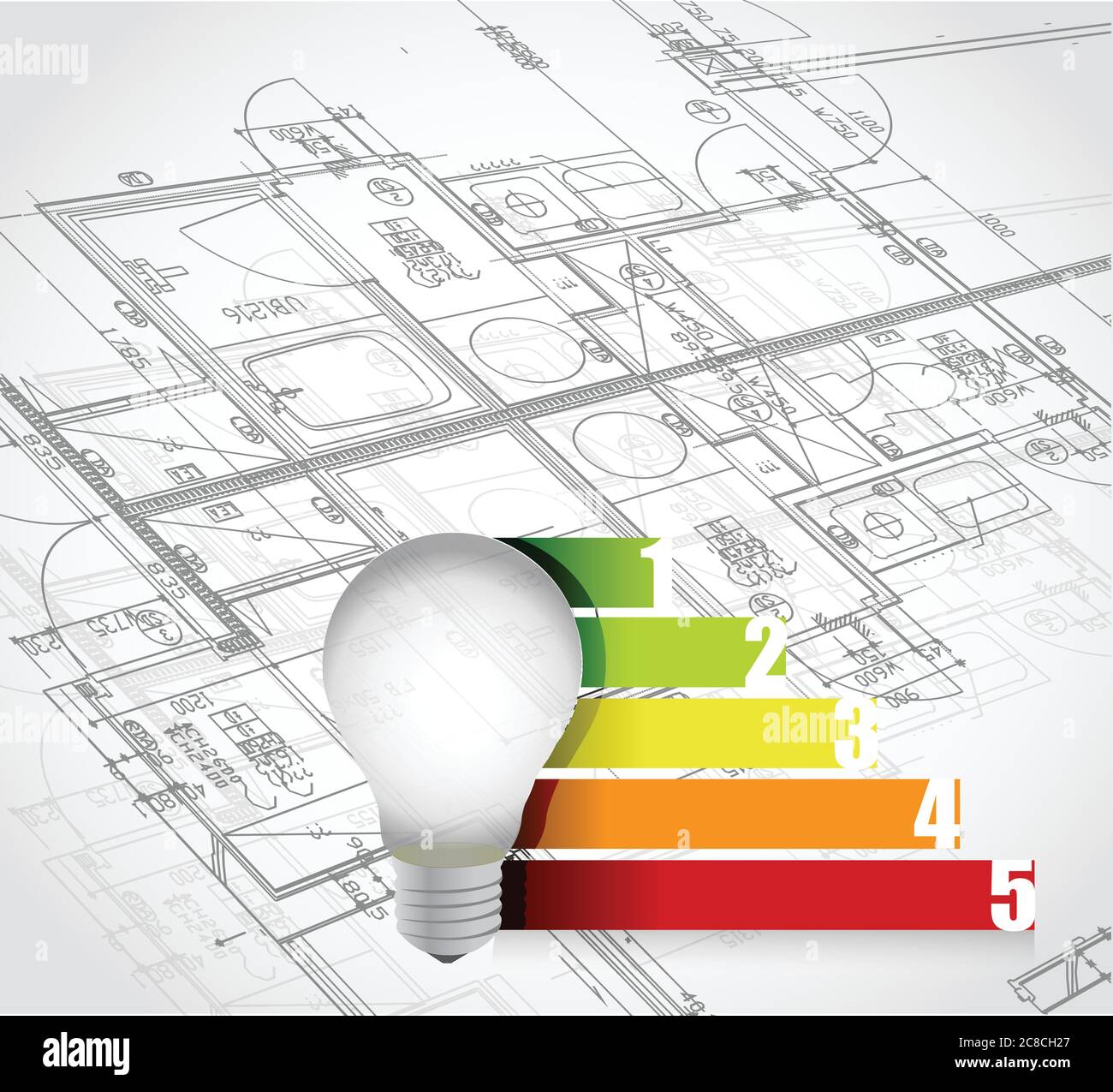 Blueprint and business graph illustration design over a white ...