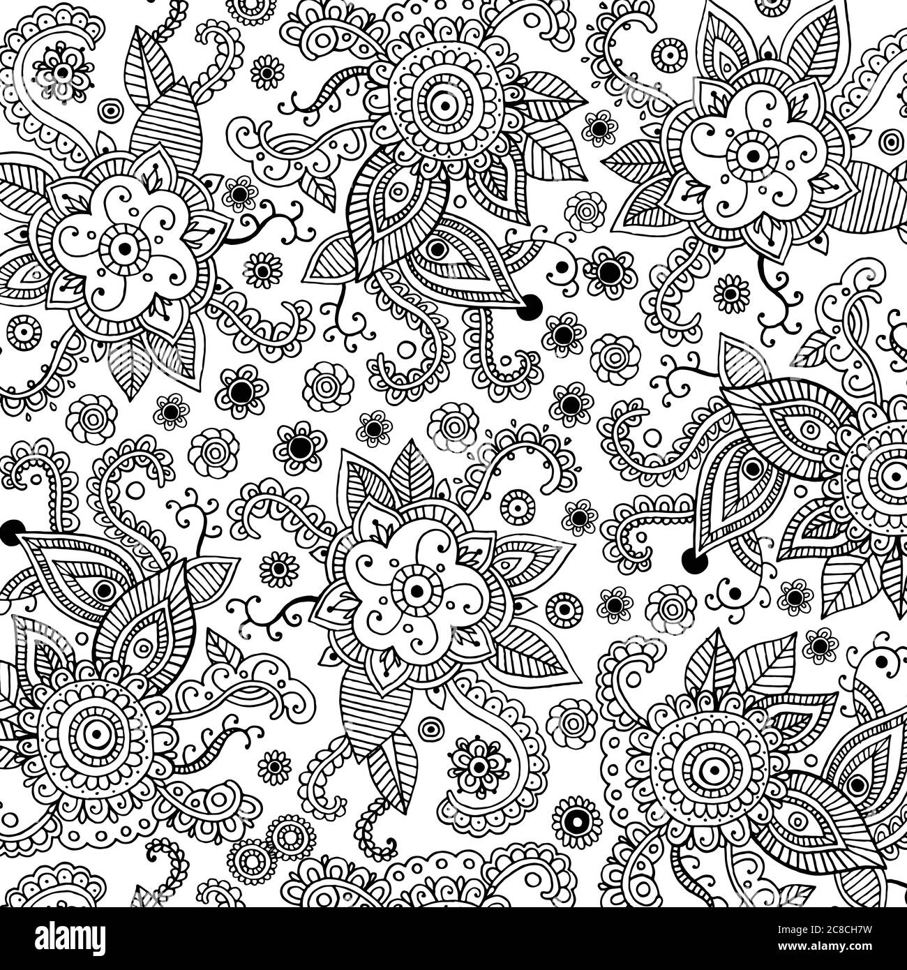Mehndi seamless pattern. Coloring book for adults. Doodle graphi Stock ...