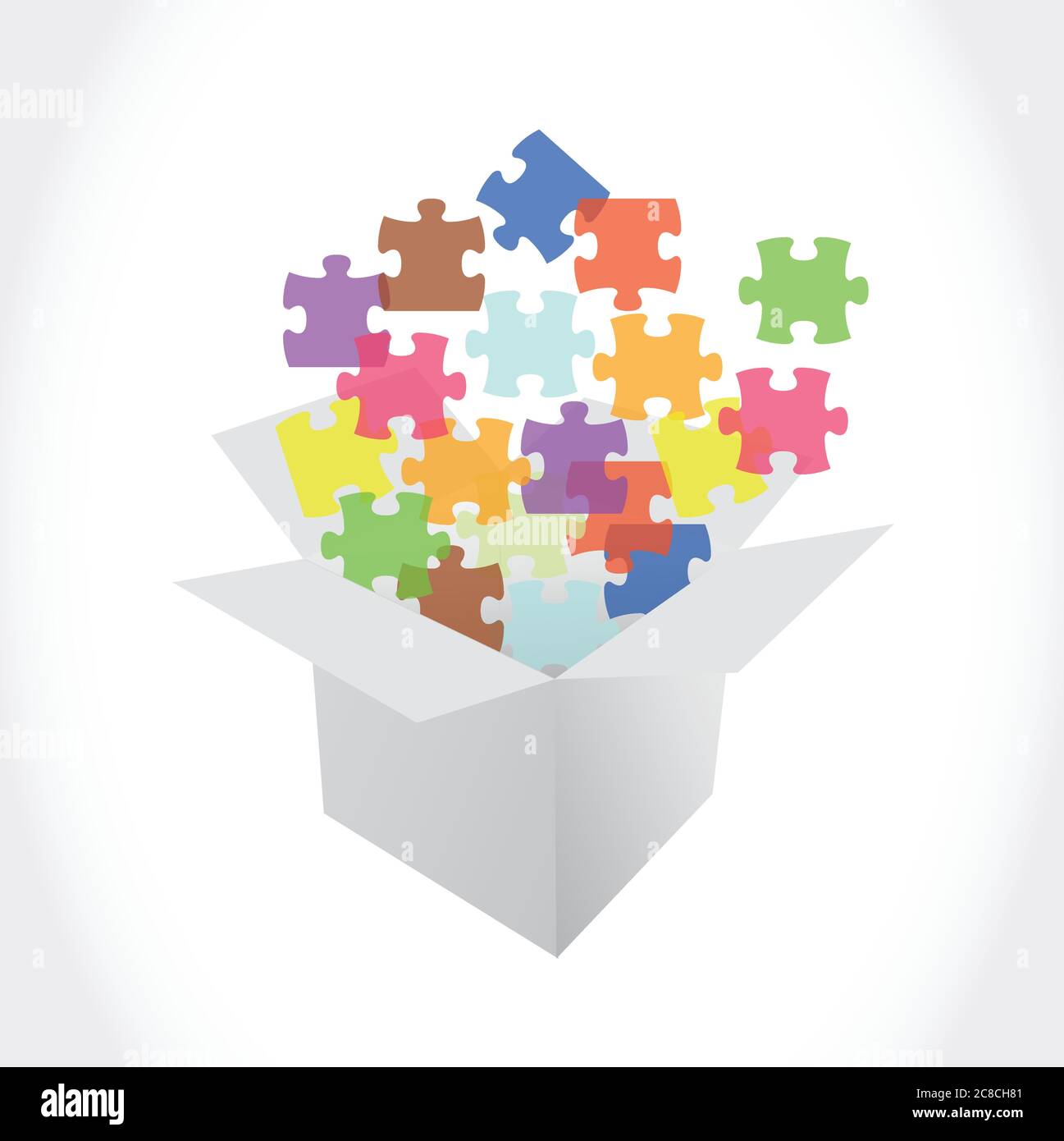 White box and puzzle pieces illustration design over a white background ...