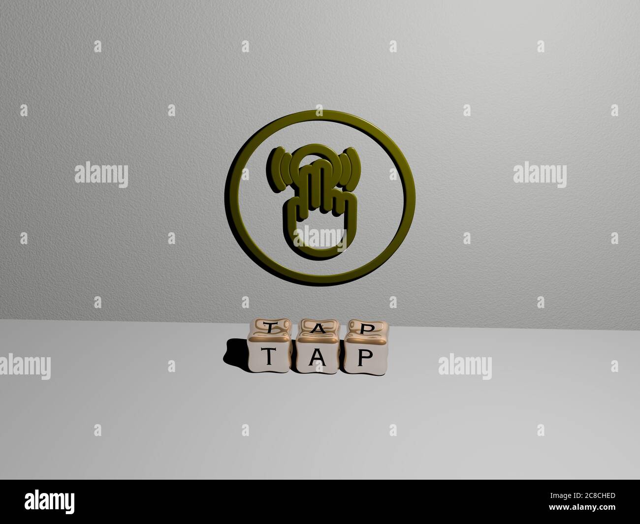 3D graphical image of TAP vertically along with text built by metallic ...