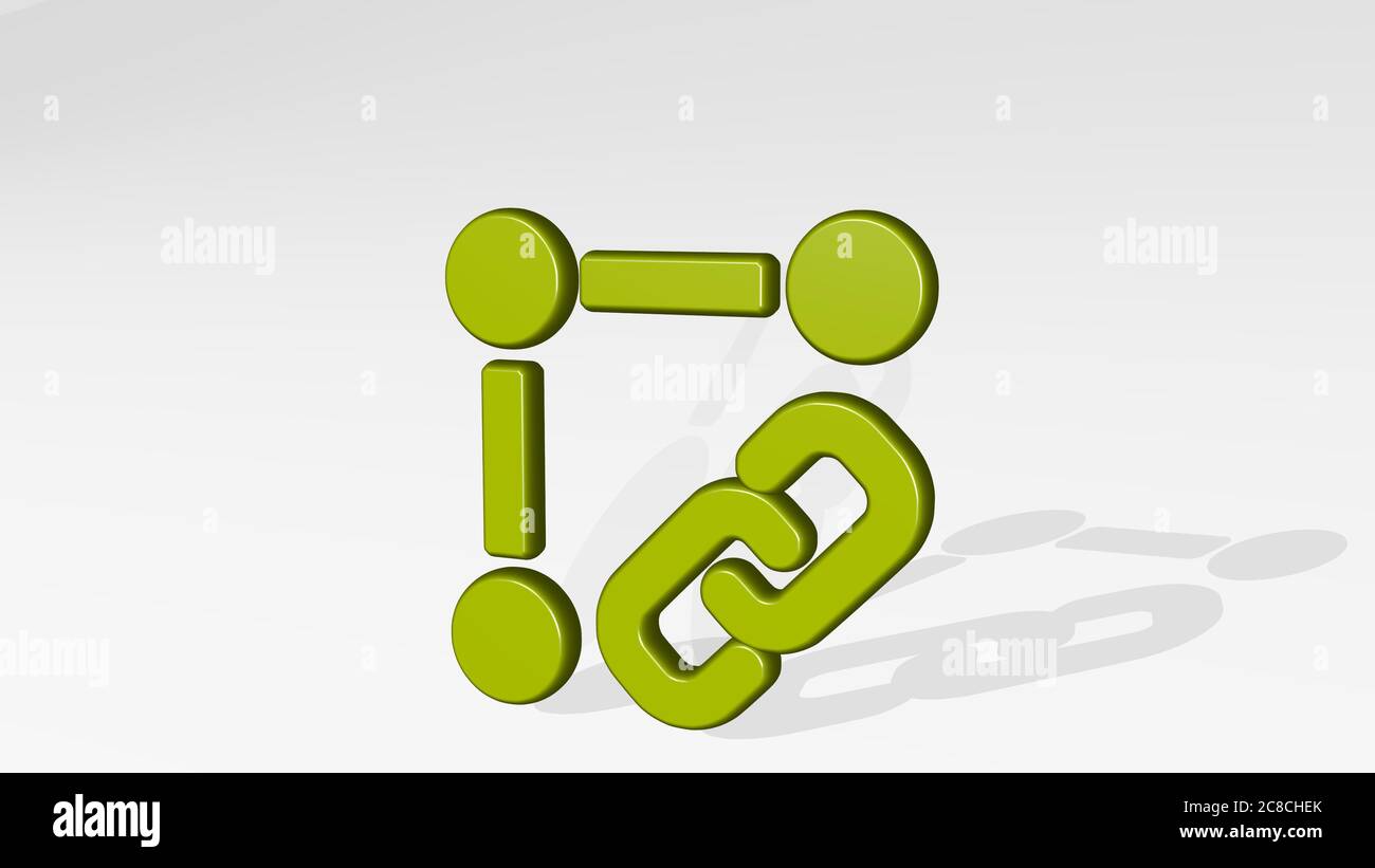 VECTORS SQUARE LINK stand with shadow. 3D illustration of metallic ...