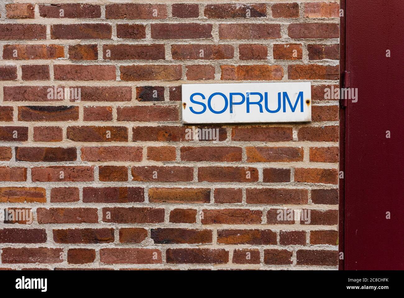 Sign that says soprum, swedish for garbage room Stock Photo - Alamy