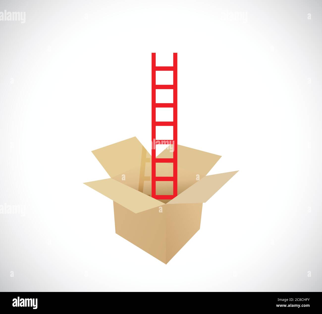 Ladder inside a box. illustration design over a white background Stock ...