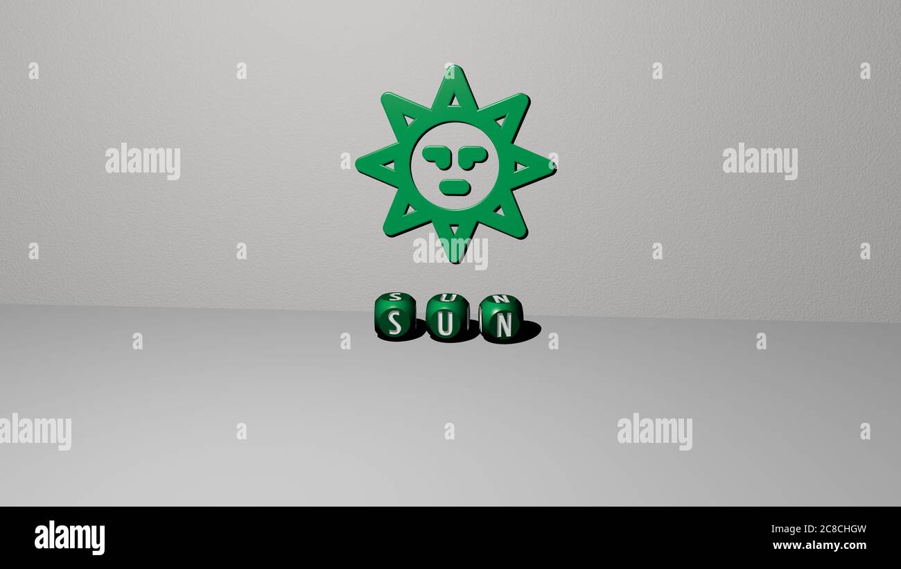 3D representation of SUN with icon on the wall and text arranged by ...