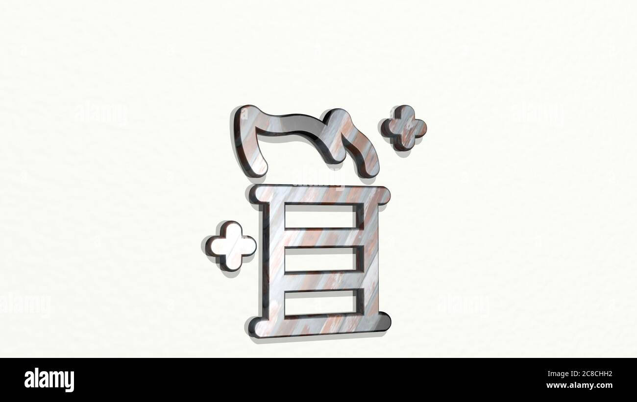 VIDEO GAME MARIO made by 3D illustration of a shiny metallic sculpture ...