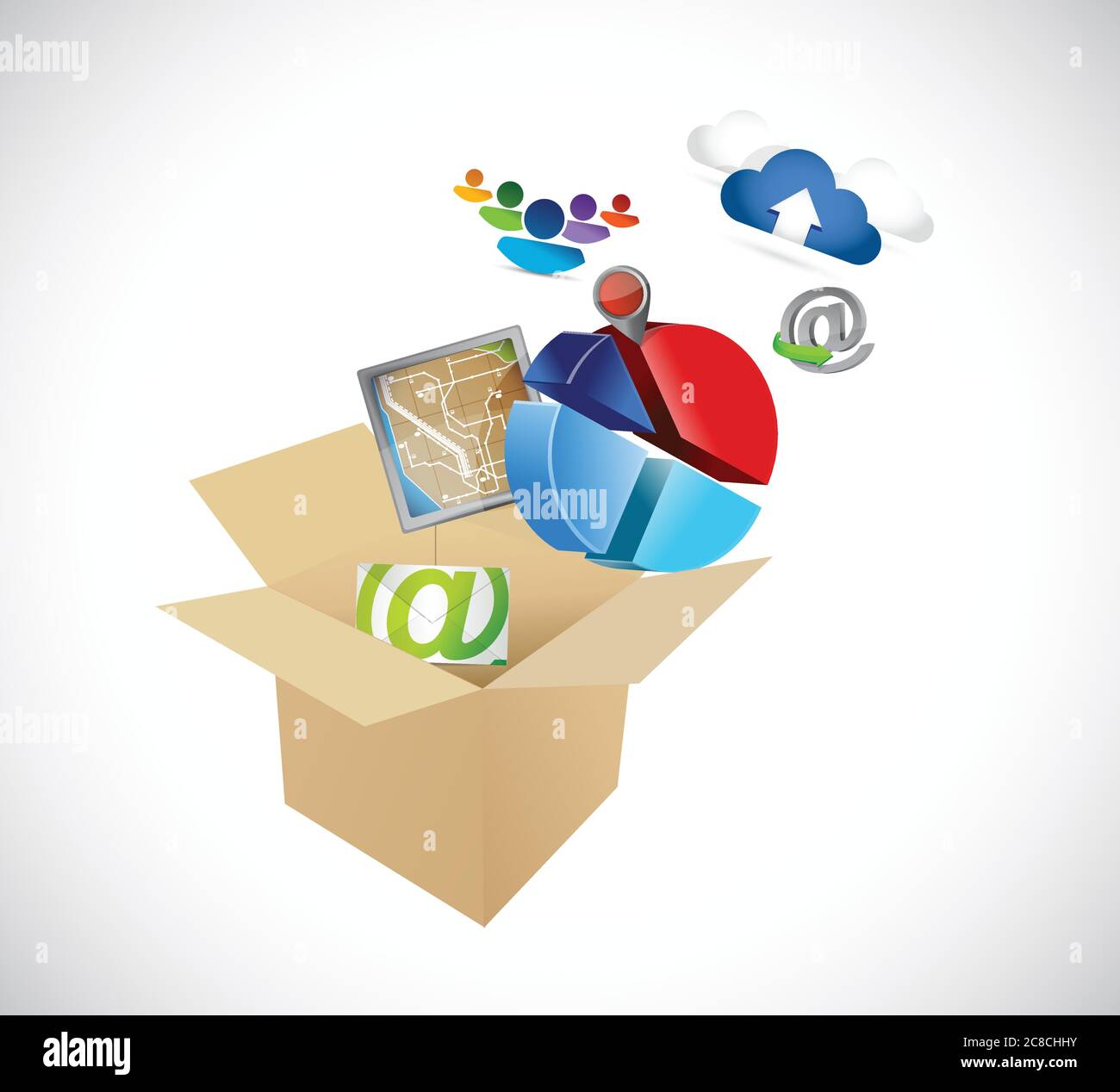 Box full of app and tools. illustration design over a white background ...