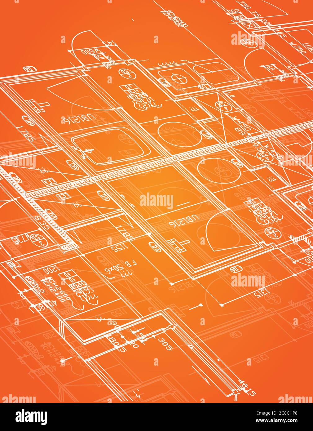 Blueprint illustration design over a orange background Stock Vector ...