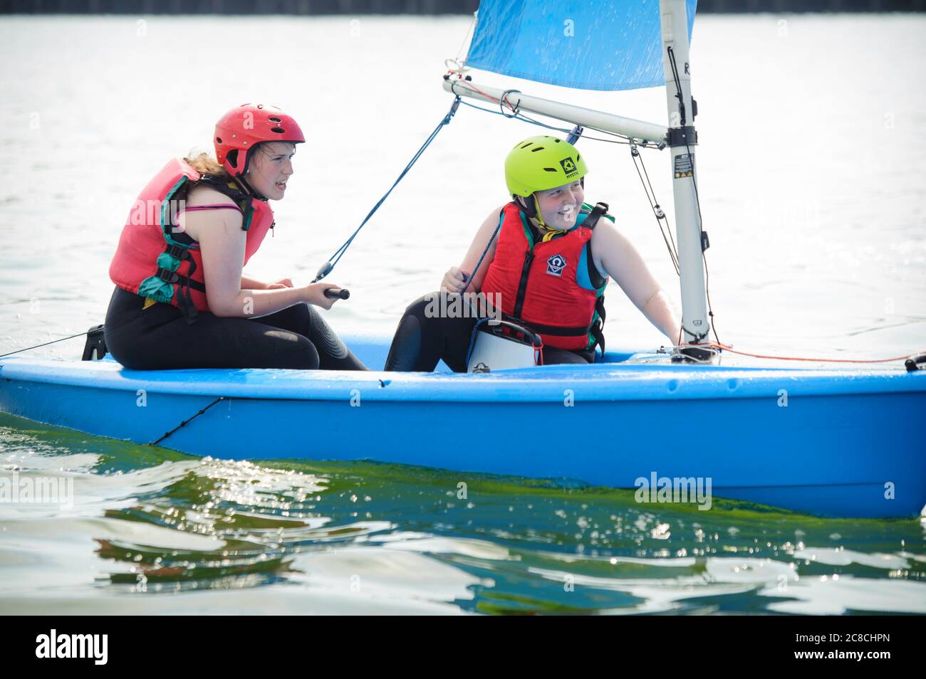 Kids sailing in the Solent. Children learning to sail Quba dinghies in ...