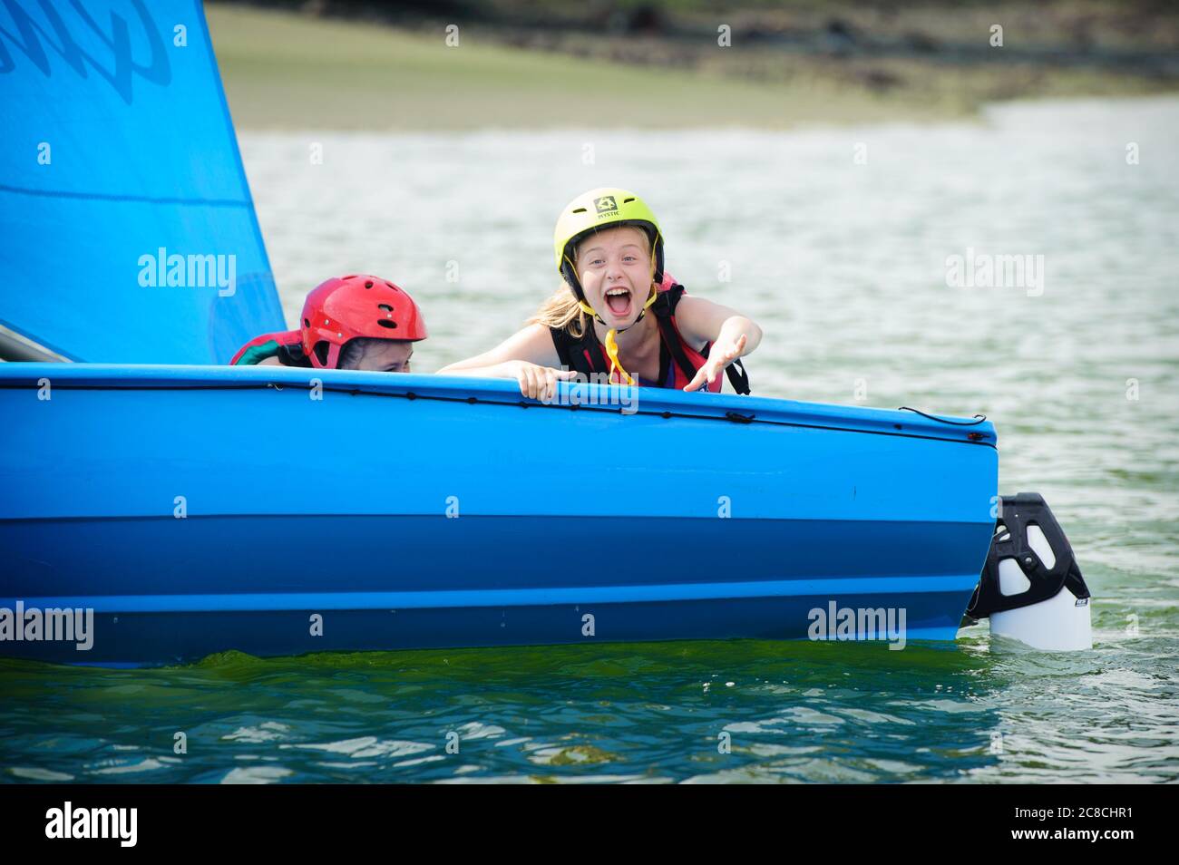 Kids sailing in the Solent. Children learning to sail Quba dinghies in ...