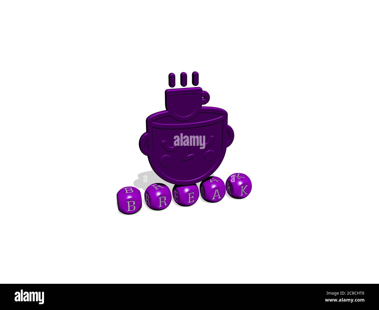 3D representation of break with icon on the wall and text arranged by ...