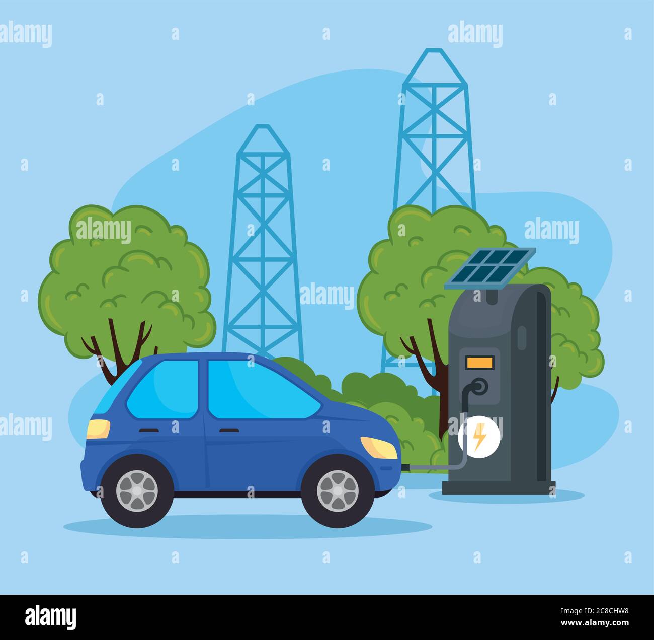 Solar filling station Stock Vector Images - Alamy