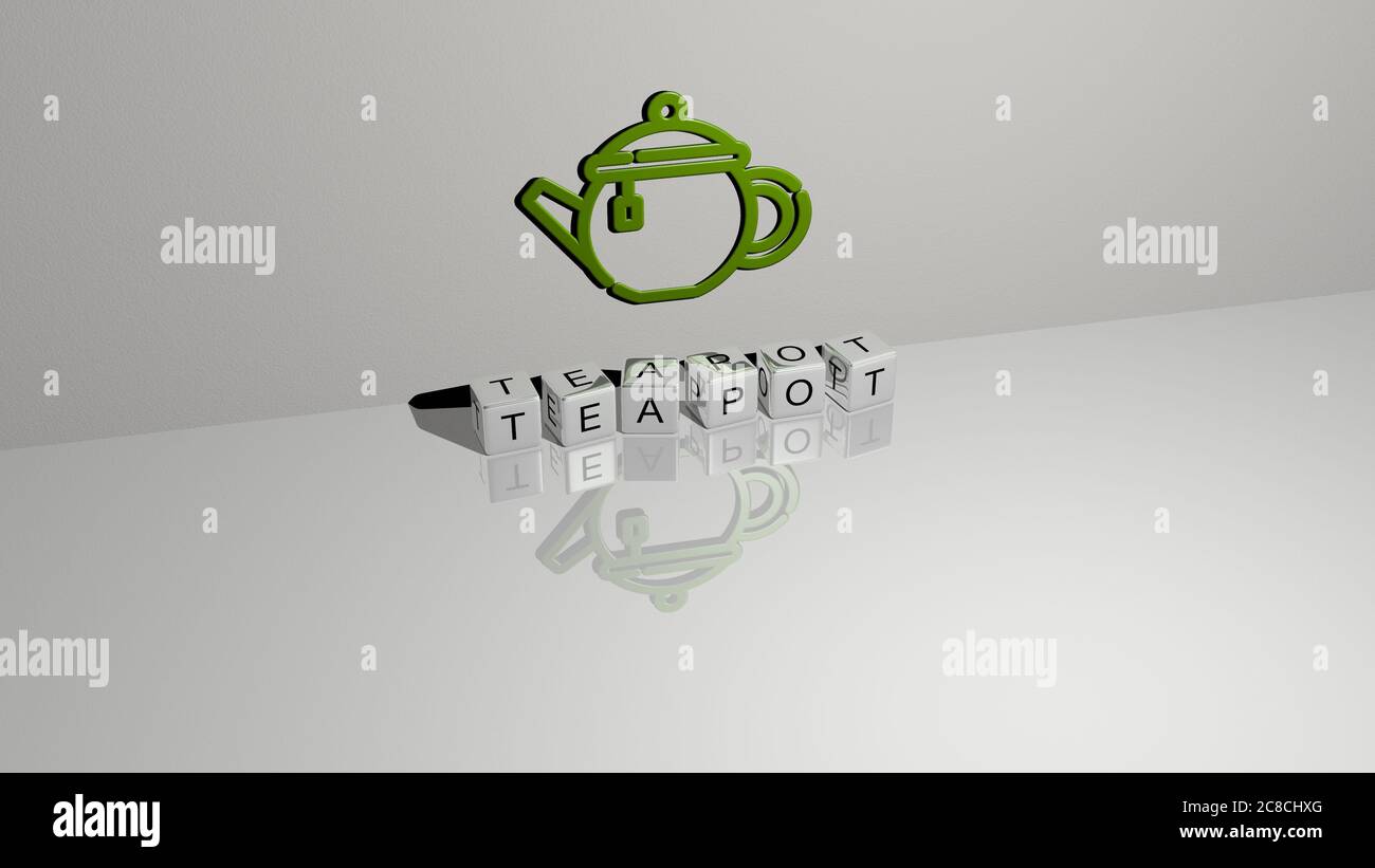3D graphical image of TEAPOT vertically along with text built by ...